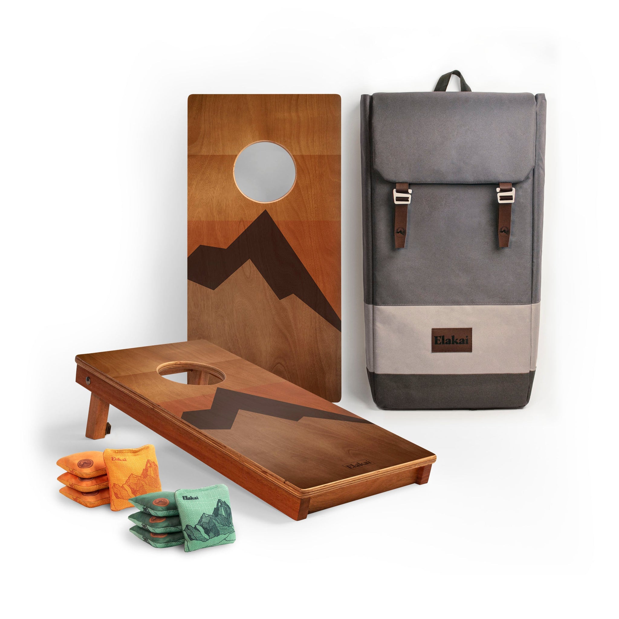 Mini Modern Angle Cornhole Boards | Graphic Wood Travel Set
